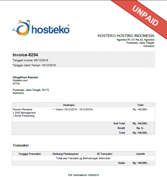 Cara Melihat dan Download Invoice Tagihan di Billing Hosteko - HOSTEKO