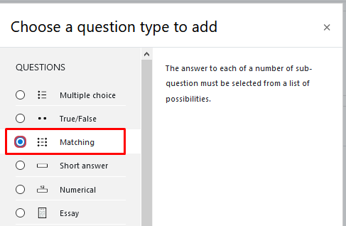 Cara Membuat Soal dengan tipe Matching Pada Moodle - HOSTEKO